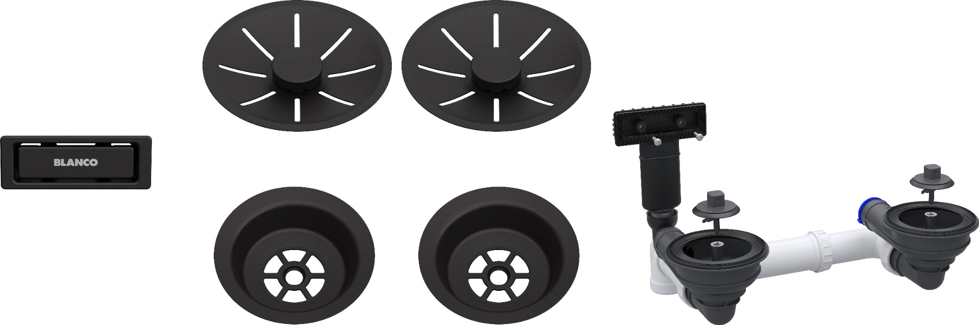 Blanco Waste & InFino fitting set Double bowl. Black