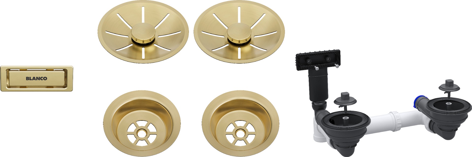 Blanco Waste & InFino fitting set Double bowl. Satin Gold