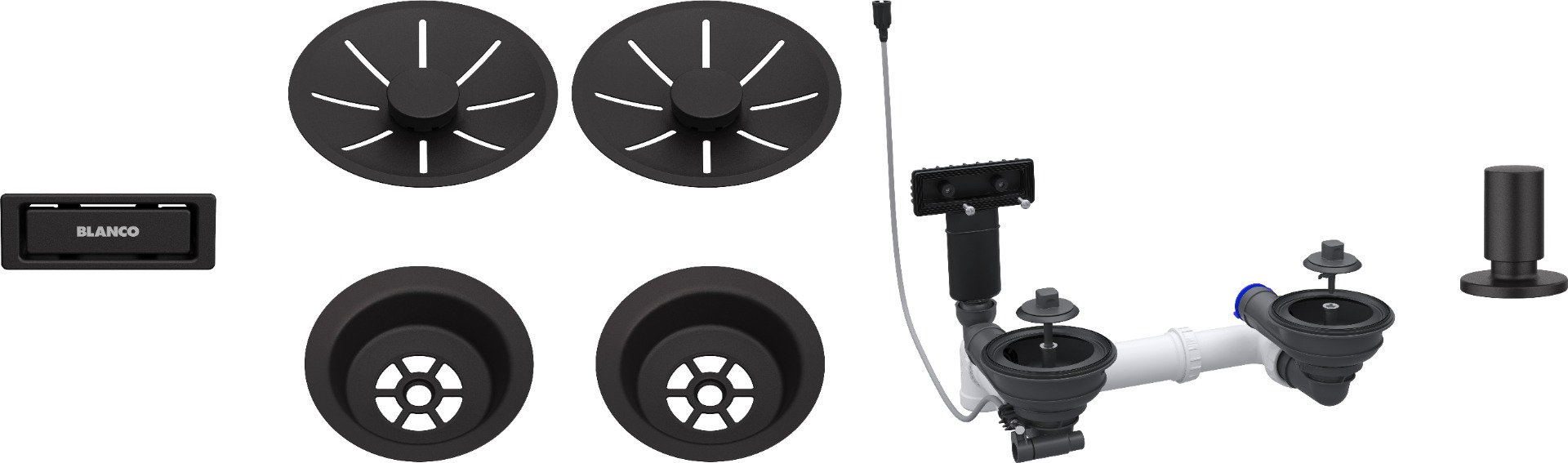 Blanco Waste & InFino fitting set Double bowl with Remote Control. Black