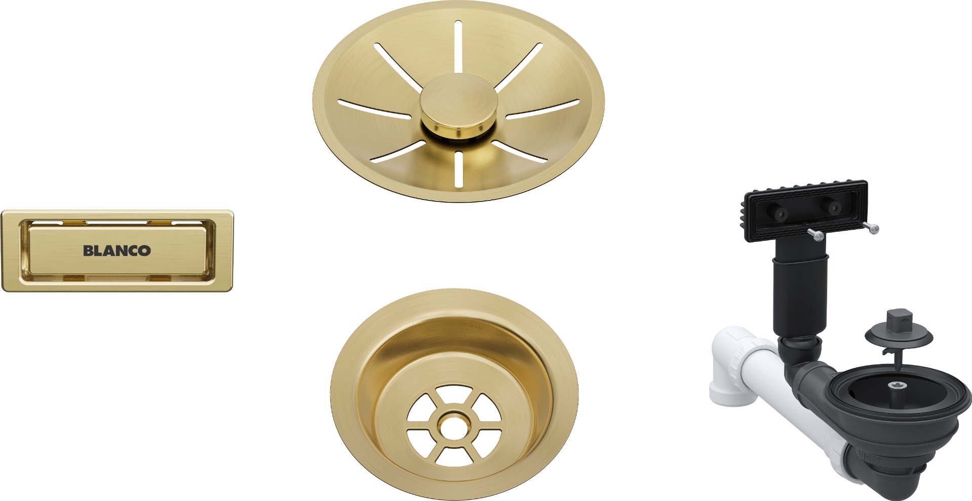 Blanco Waste & InFino fitting set Single bowl. Satin Gold